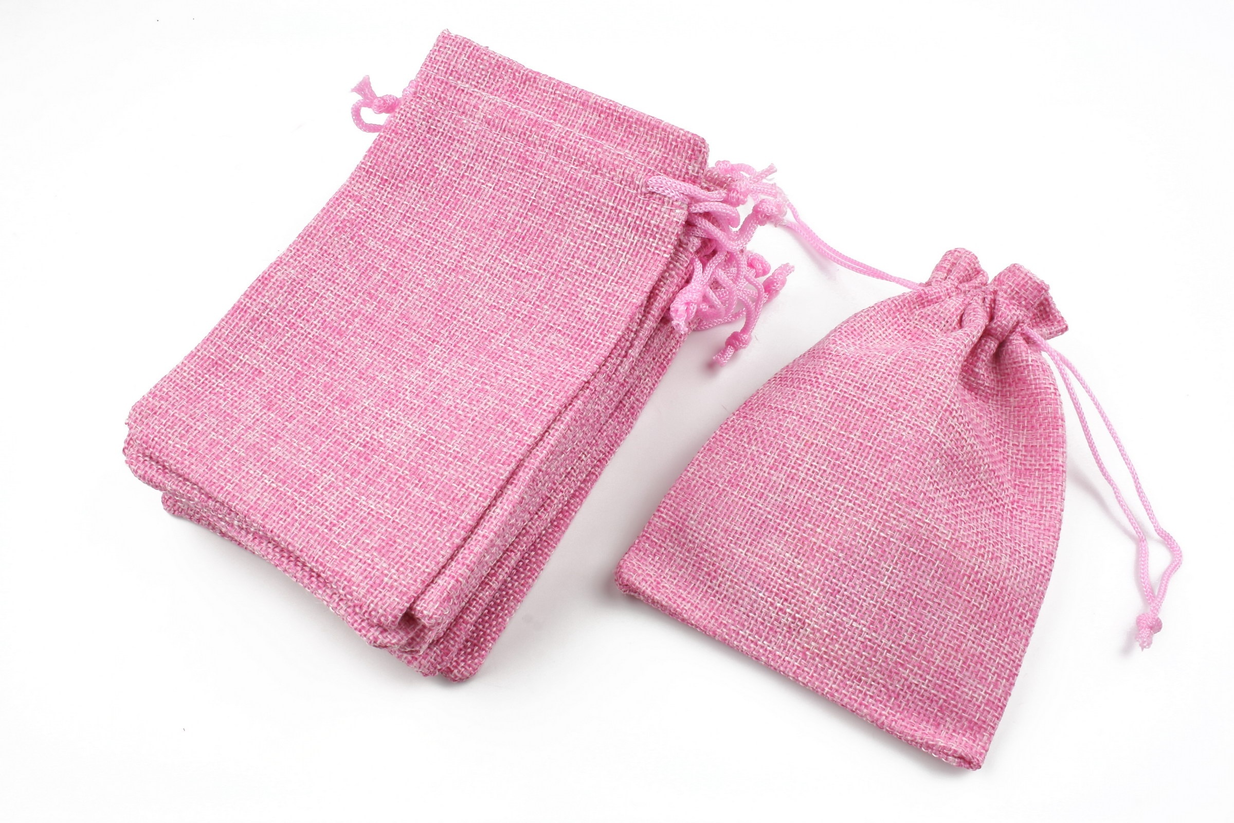 Saculet din panza de sac roz aprox. 9,5x13,5cm