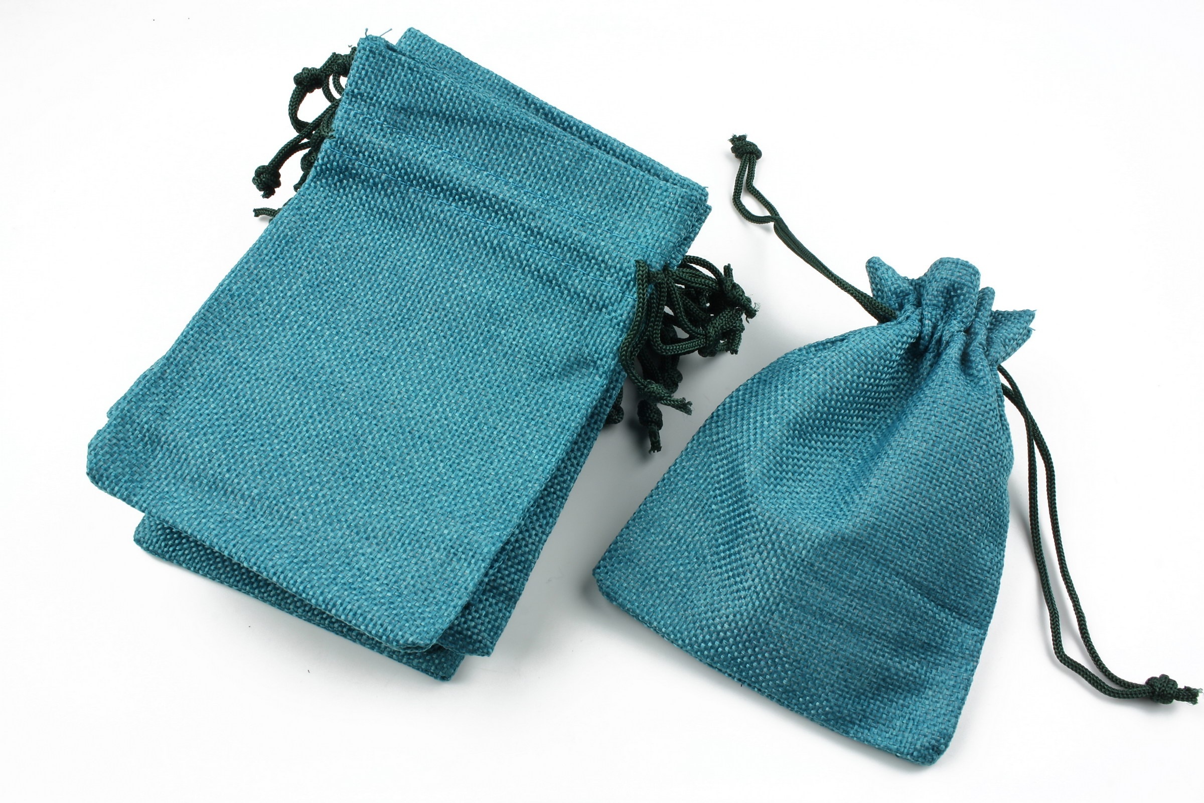 Saculet din panza de sac turcoaz aprox. 9,5x13,5cm